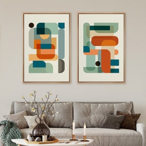 Framed Canvas Wall Art Set Colorful Geometric Color Blocks Abstract ...