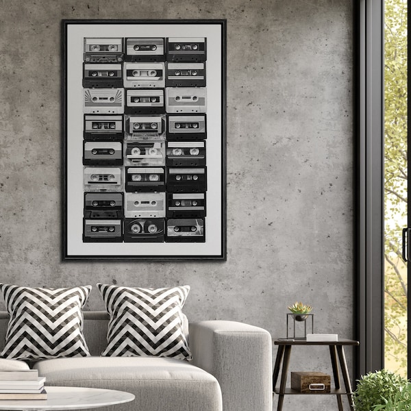 Cassette Tape Black and White Print - Etsy