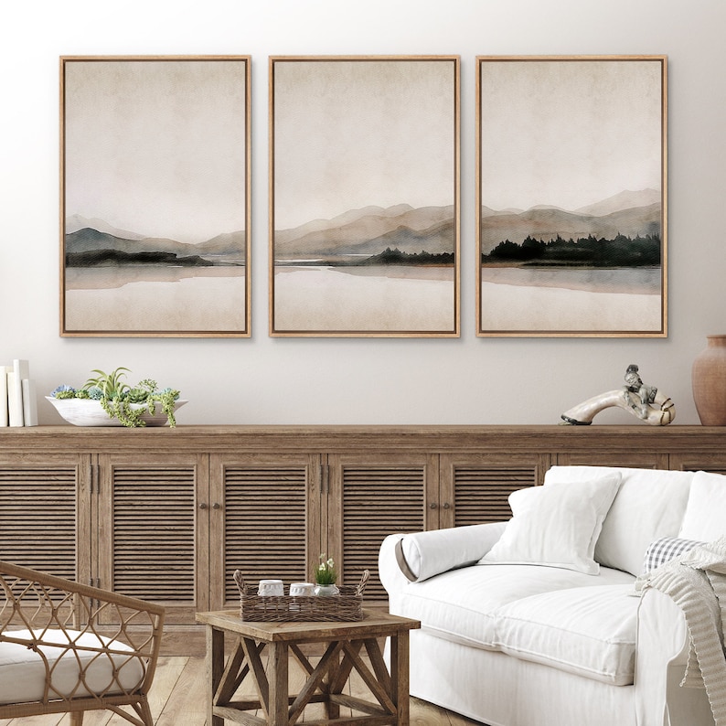 Framed Canvas Wall Art Prints Set of 3 Natural Landscape Art Print ...