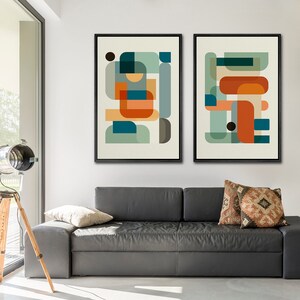 Framed Canvas Wall Art Set Colorful Geometric Color Blocks Abstract ...