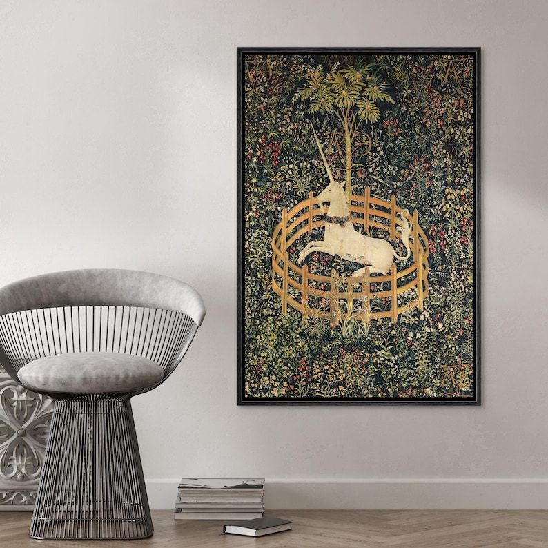 The Unicorn in Captivity Wall Art, Framed Animal Forest Medieval ...