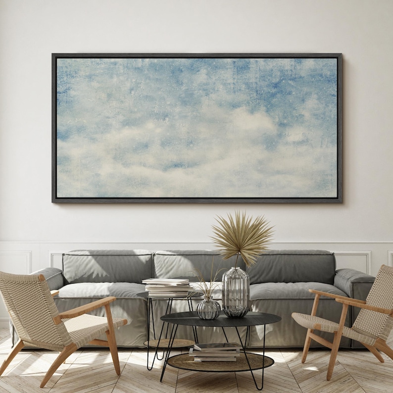 Large Wall Art, Cloud Wall Art Framed, Horizontal Cloud Wall Art, Moody ...