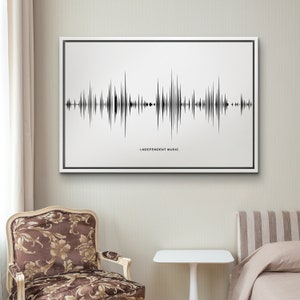 Framed Canvas Wall Art Black and White Music Sound Wave Print ...