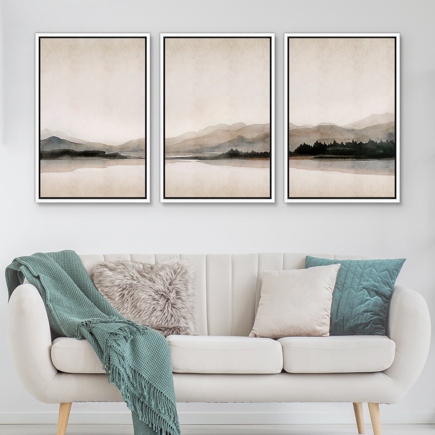 Framed Canvas Wall Art Prints Set of 3 Natural Landscape Art Print ...