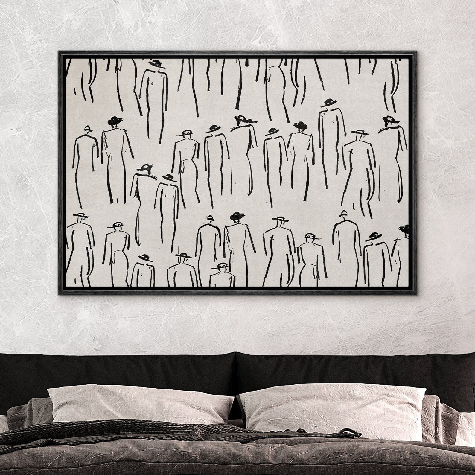 Framed Canvas Wall Art Figure Sketch Art Vintage Drawing Abstract ...