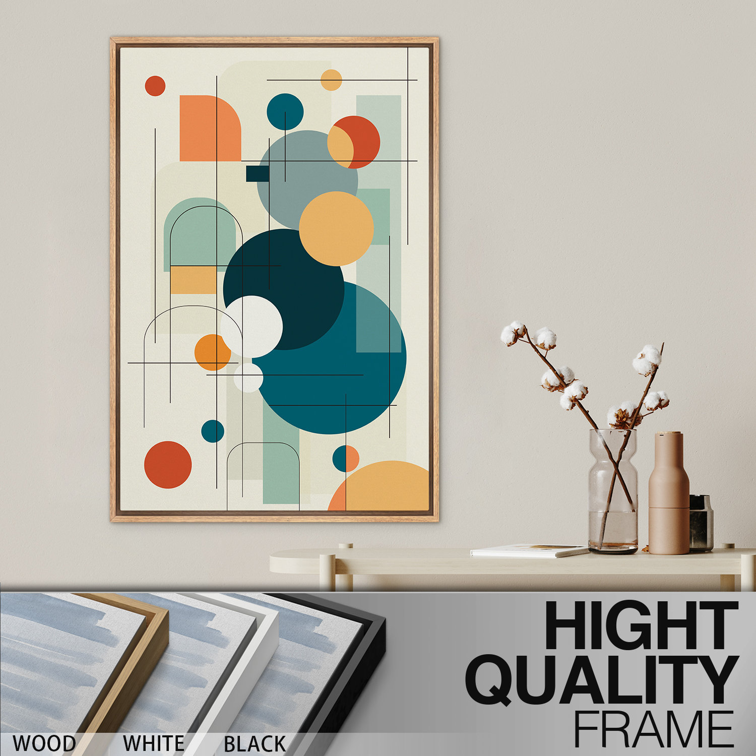 Framed Canvas Wall Art Set of 2 Colorful Polygon Abstract Shapes ...
