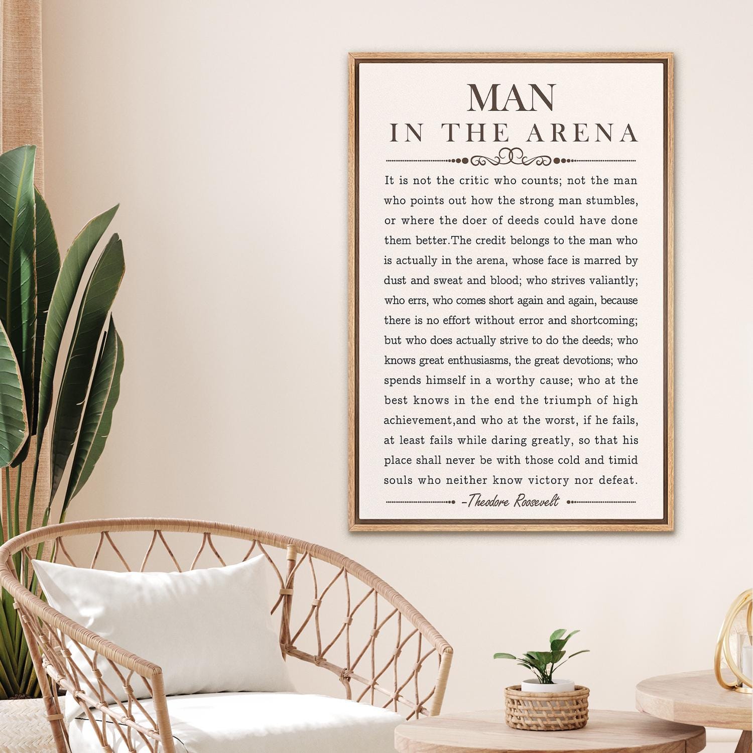 Man in the Arena Wall Art - Framed Canvas Inspirational Quote Prints ...