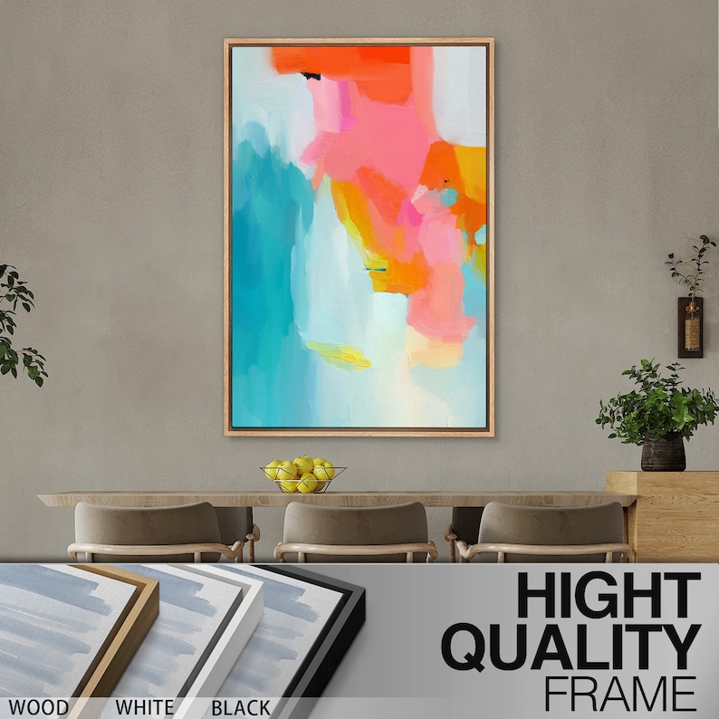 Framed Canvas Wall Art Set Colorful Abstract Painting Prints - Etsy