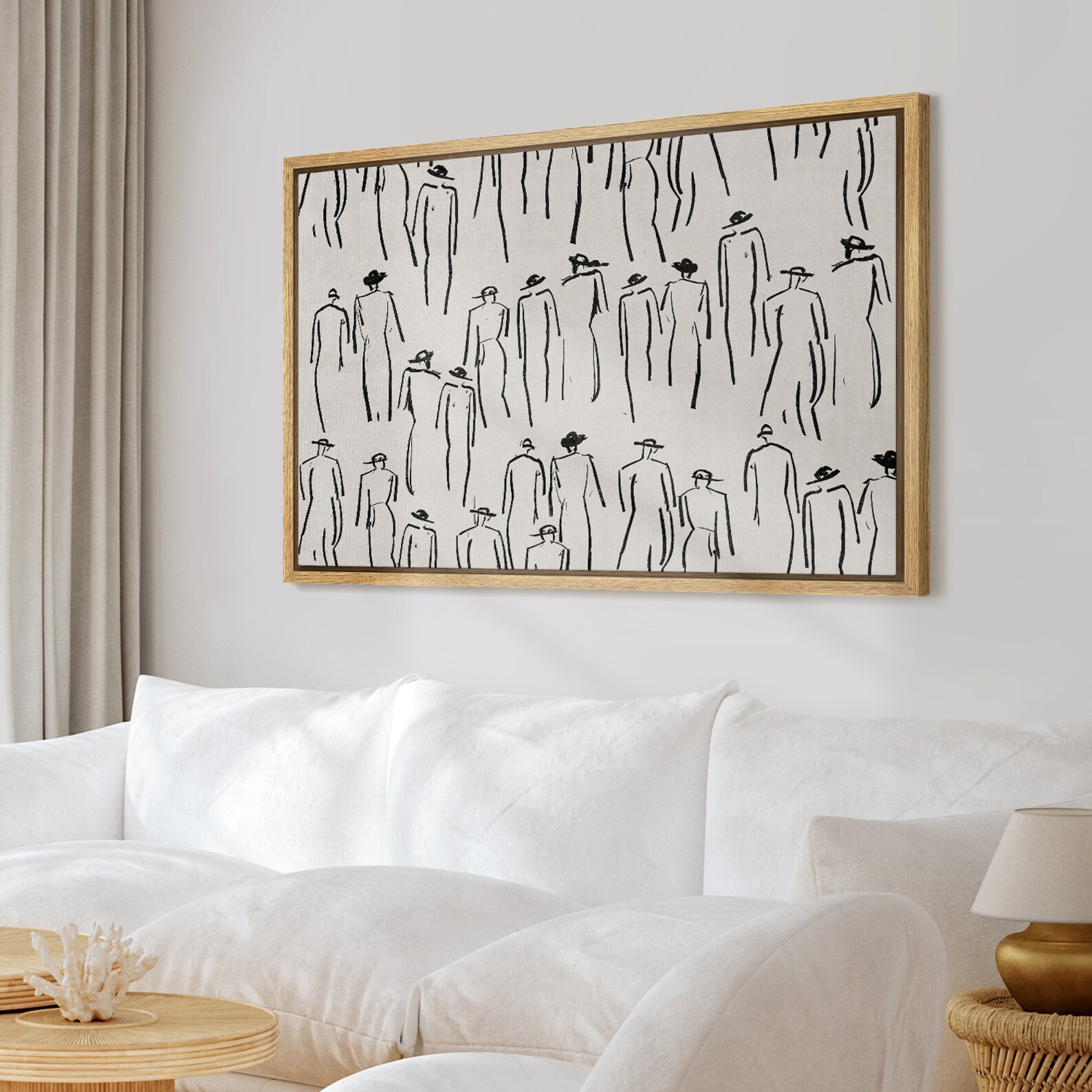 Framed Canvas Wall Art Figure Sketch Art Vintage Drawing Abstract ...