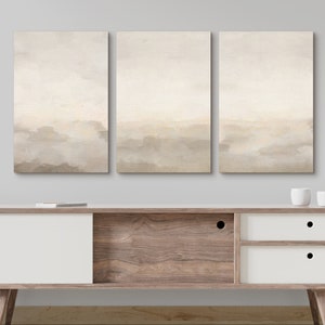 Framed Canvas Wall Art Set of 3 Abstract Beige Neutral Prints Art ...