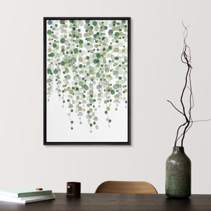 Framed Canvas Wall Art Set Green Abstract Floral Botanical Prints ...