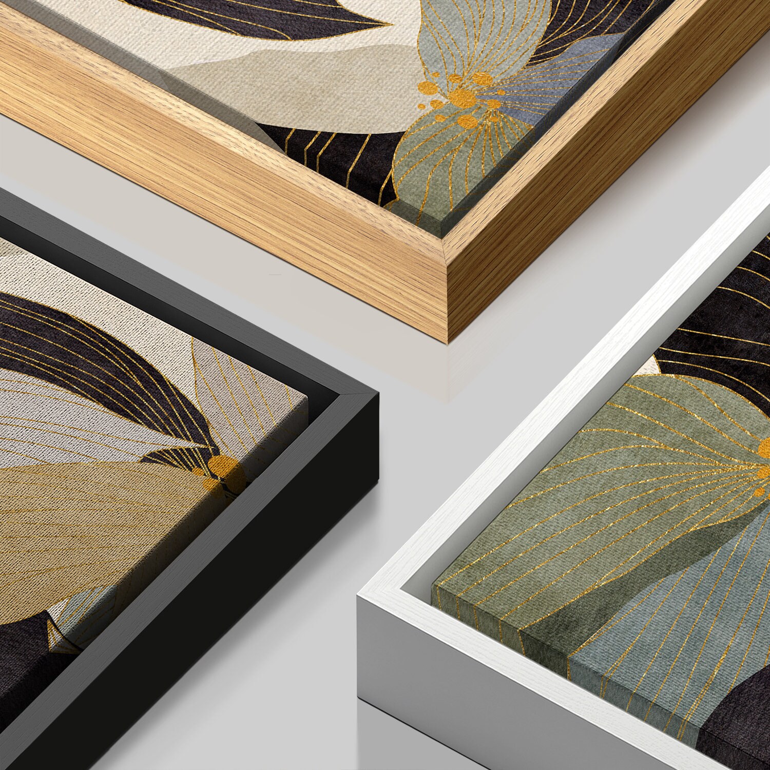 Framed Canvas Wall Art Prints Abstract Botanical Floral Art Print Mid ...