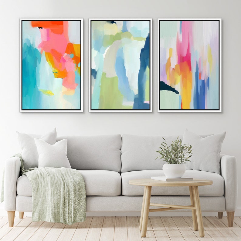 Framed Canvas Wall Art Set Colorful Abstract Painting Prints - Etsy