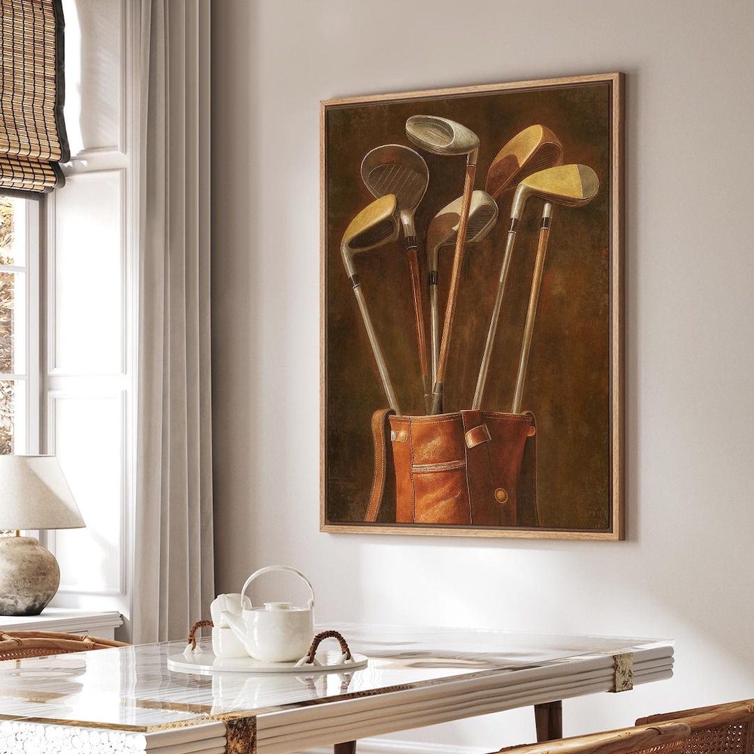 Framed Canvas Wall Art Prints Golf Painting, Golf Gift for Men, Vintage ...