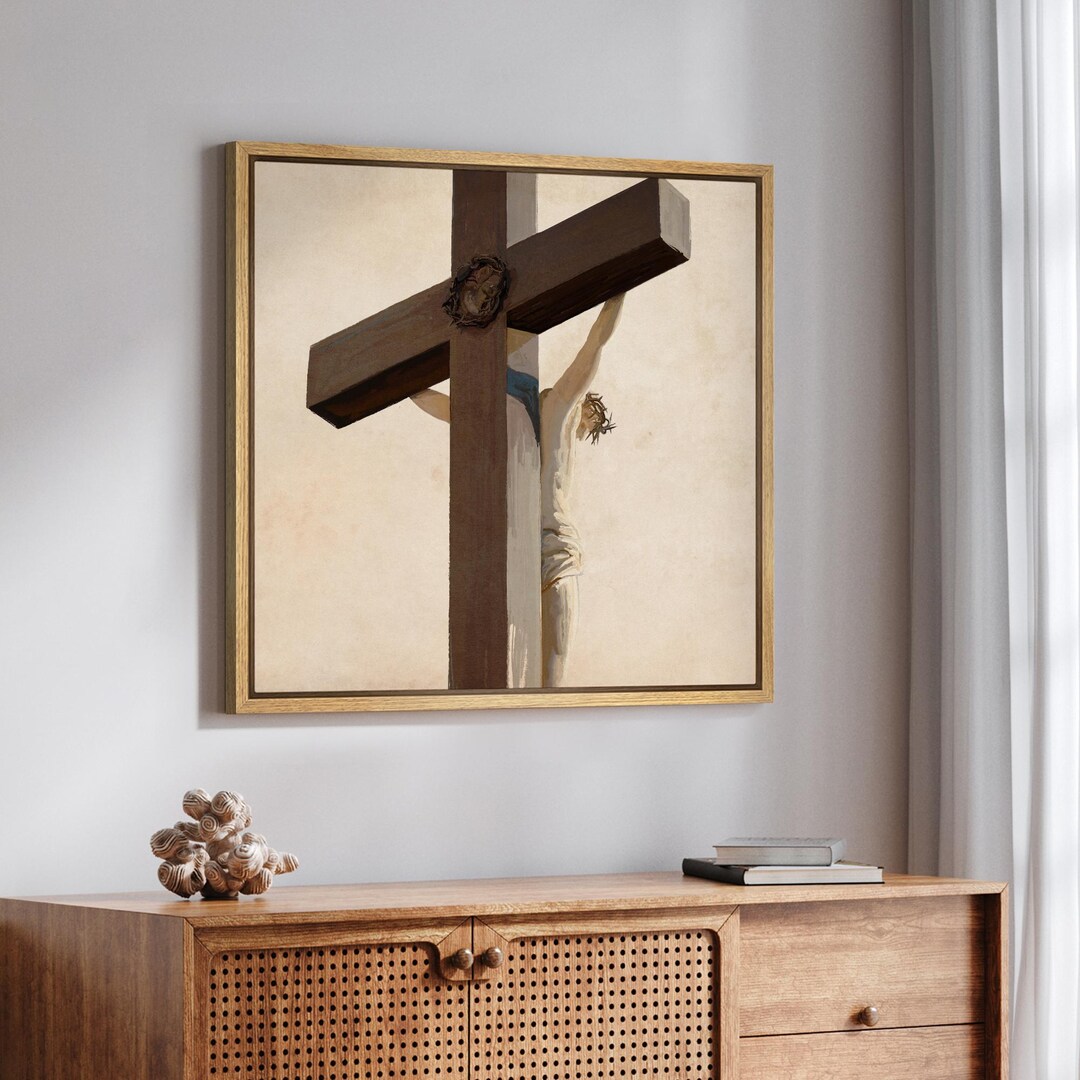 Framed Canvas Wall Art Print Jesus Christ Carries Cross Artwork ...