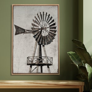 Framed Canvas Wall Art Windmill Rustic Country Landscape Photography ...