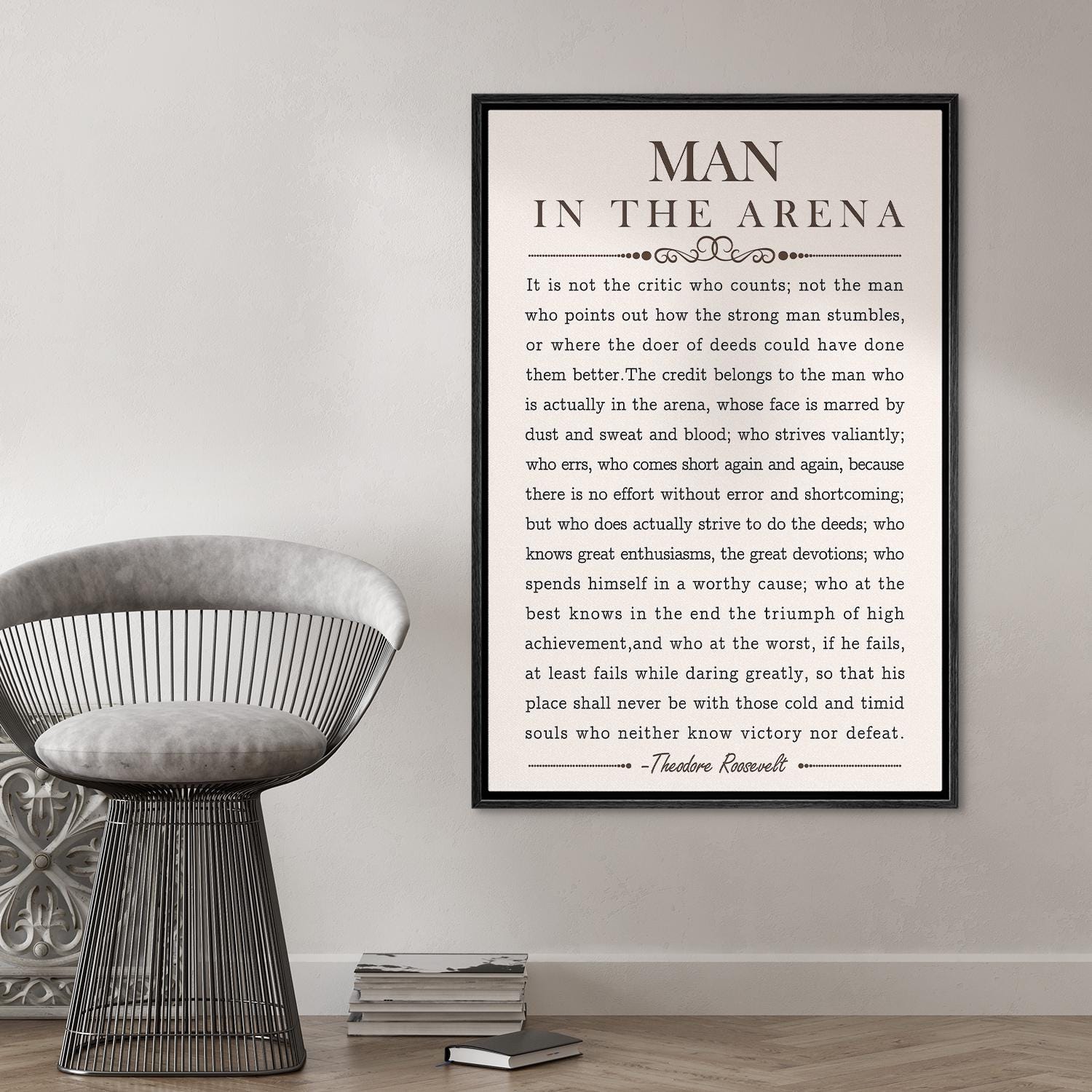 Man in the Arena Wall Art - Framed Canvas Inspirational Quote Prints ...