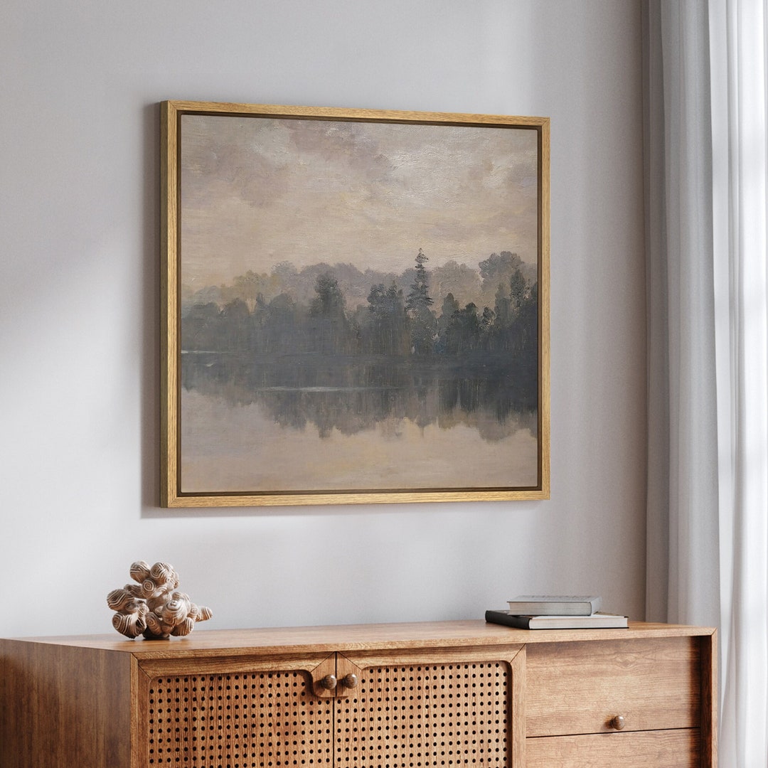Framed Canvas Wall Art Print Abstract Forest Lake Landscape Art Prints ...