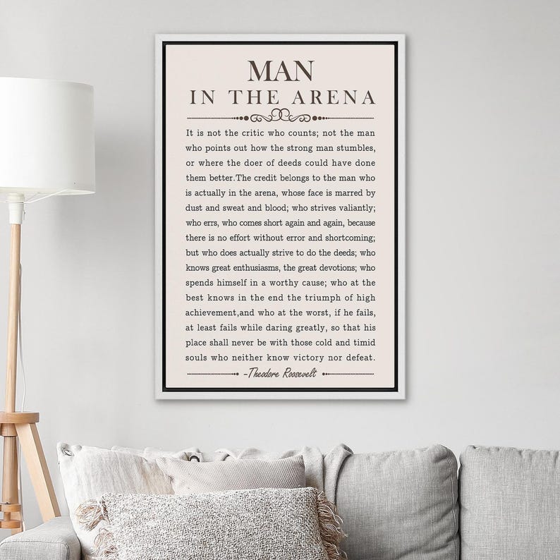 Man in the Arena Wall Art - Framed Canvas Inspirational Quote Prints ...