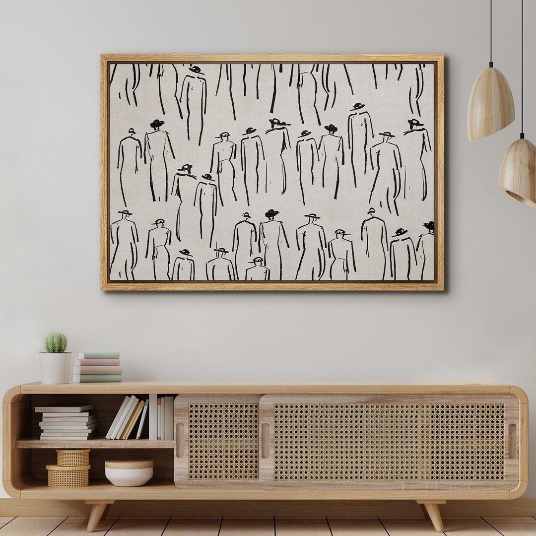 Framed Canvas Wall Art Figure Sketch Art Vintage Drawing Abstract ...