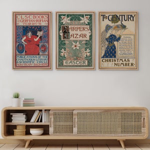 Framed Canvas Wall Art Set of 3 Alphonse Mucha Style Old French Art by ...