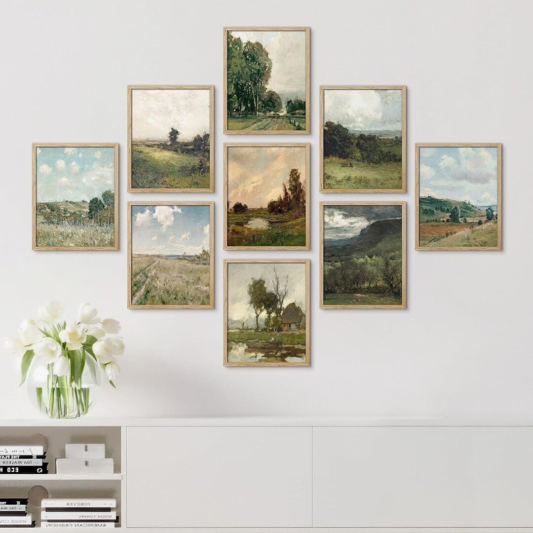 Framed Prints Wall Art Set of 9 Vintage Country Landscape Prints ...