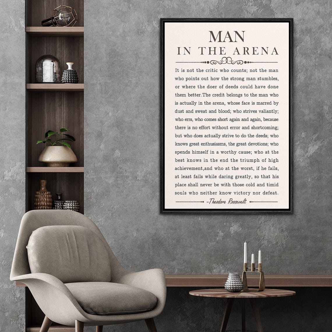 Man in the Arena Wall Art - Framed Canvas Inspirational Quote Prints ...