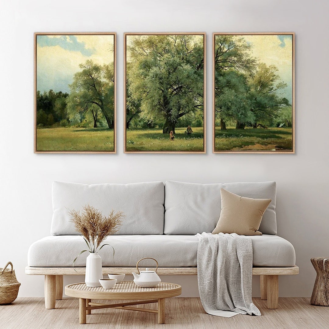 Landscape Wall Art Prints Set Framed, Antique Tree Prints, Vintage ...