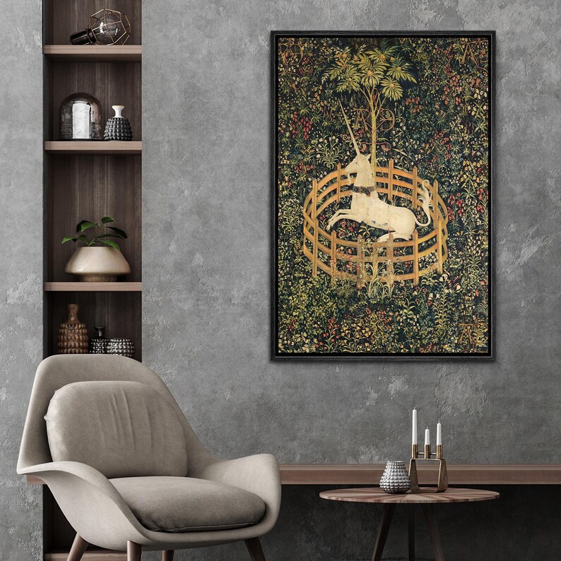 The Unicorn in Captivity Wall Art, Framed Animal Forest Medieval ...