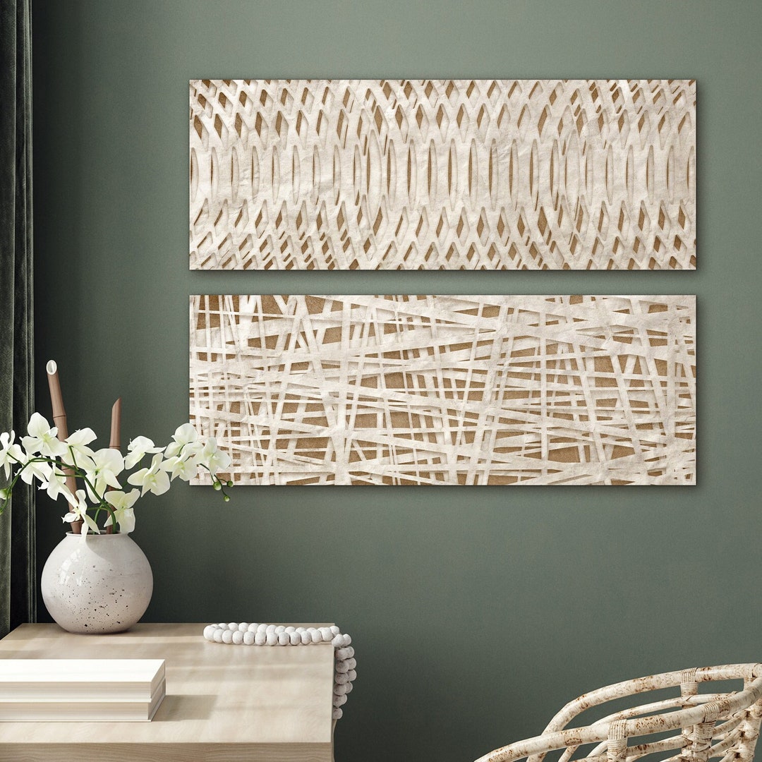 Framed Canvas Wall Art Set of 2 Rice Paper Sketchbook Grid Pattern ...