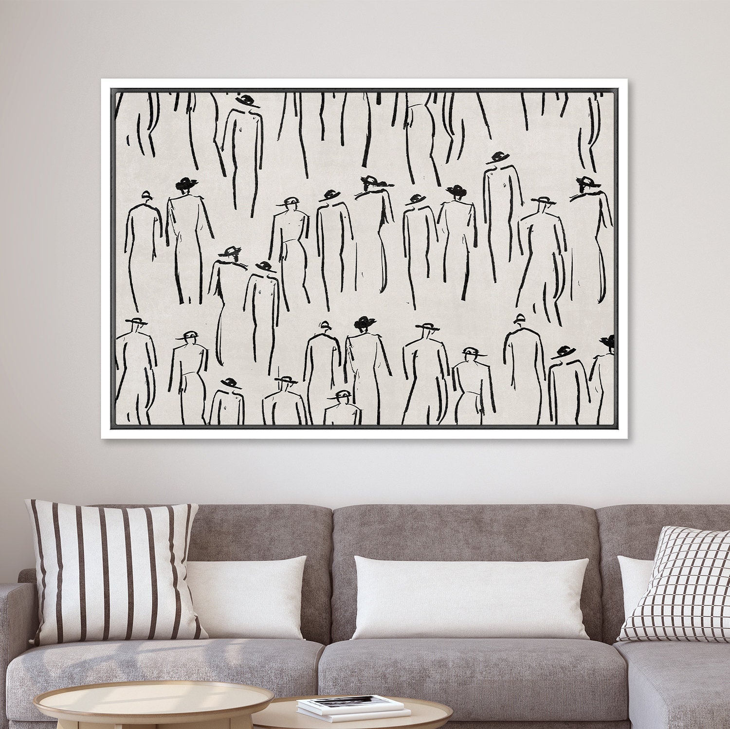 Framed Canvas Wall Art Figure Sketch Art Vintage Drawing Abstract ...
