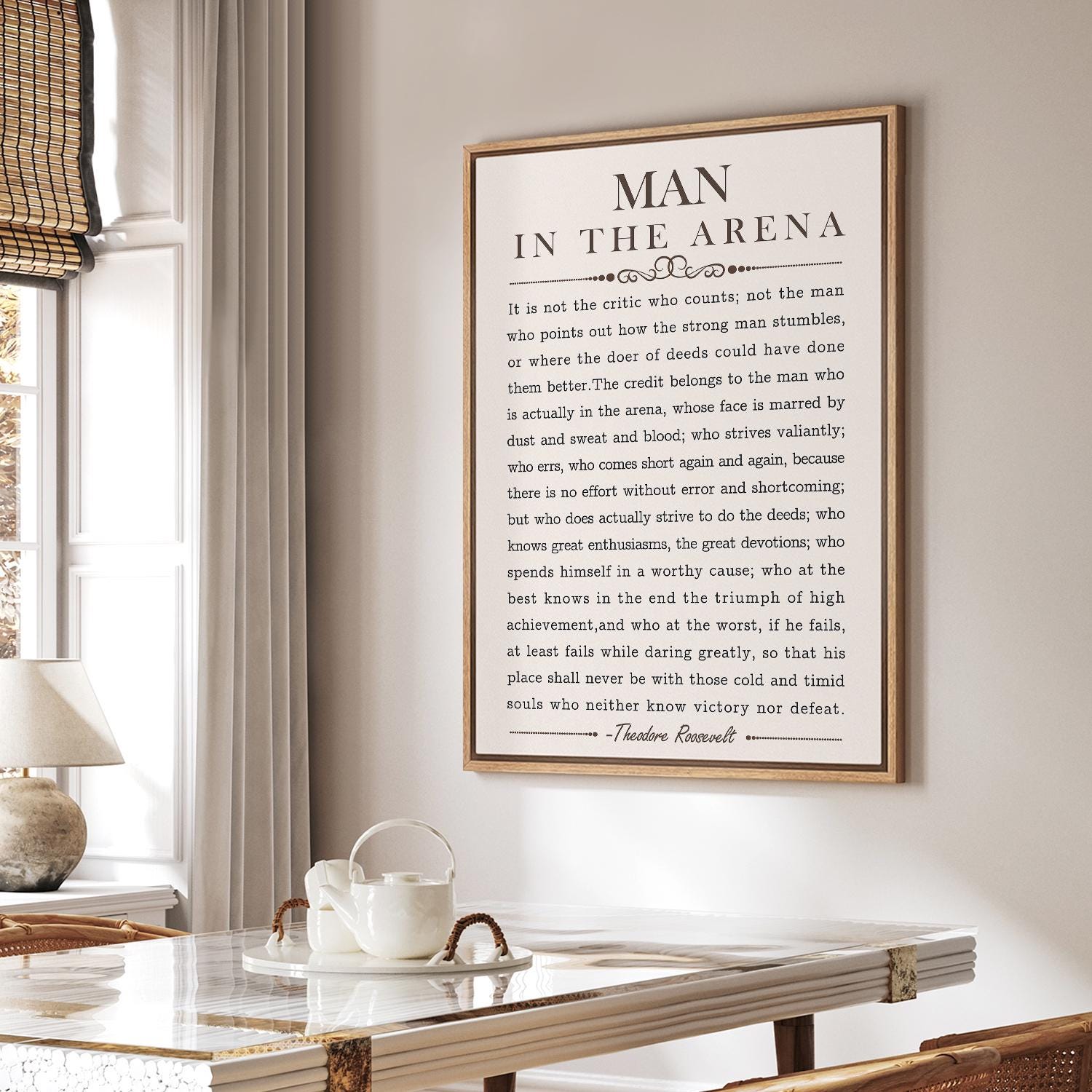 Man in the Arena Wall Art - Framed Canvas Inspirational Quote Prints ...