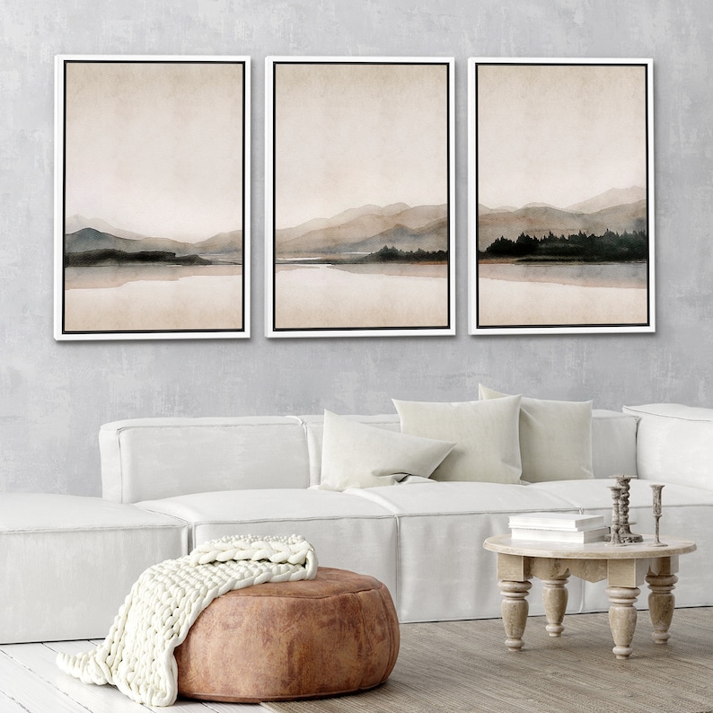 Framed Canvas Wall Art Prints Set of 3 Natural Landscape Art Print ...
