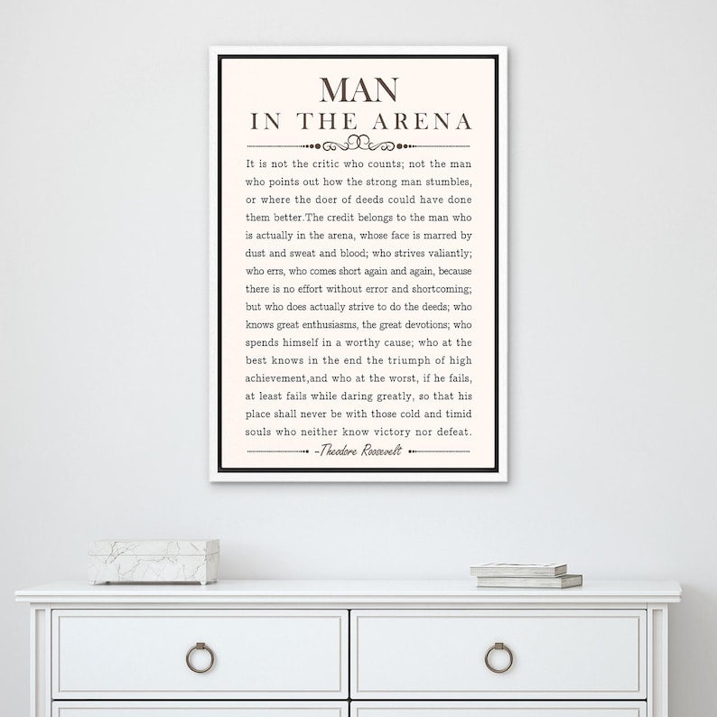 Man in the Arena Wall Art - Framed Canvas Inspirational Quote Prints ...