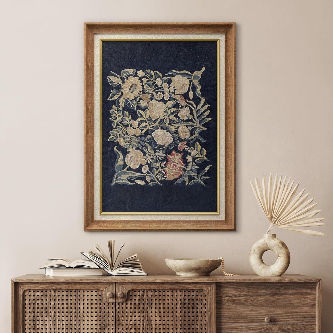 Premium Framed Wall Flowers in Bloom Landscape Print Antique Vintage ...