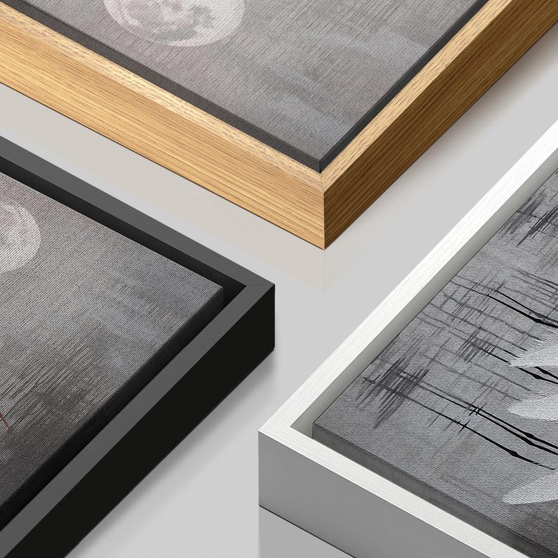 Framed Canvas Wall Art Prints Elegant Egrets Under Full Moon Animal Art ...