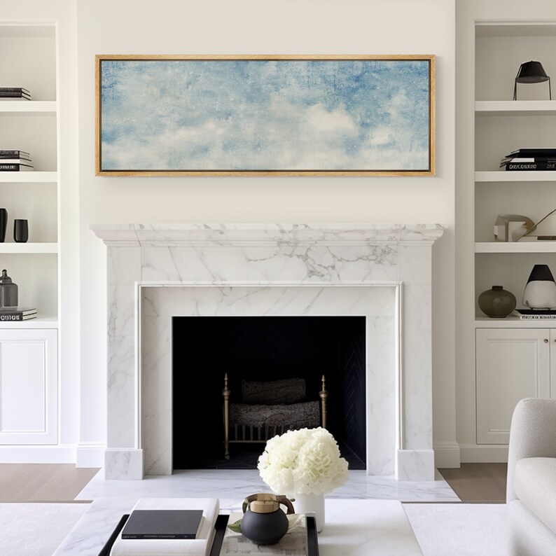 Large Wall Art, Cloud Wall Art Framed, Horizontal Cloud Wall Art, Moody ...