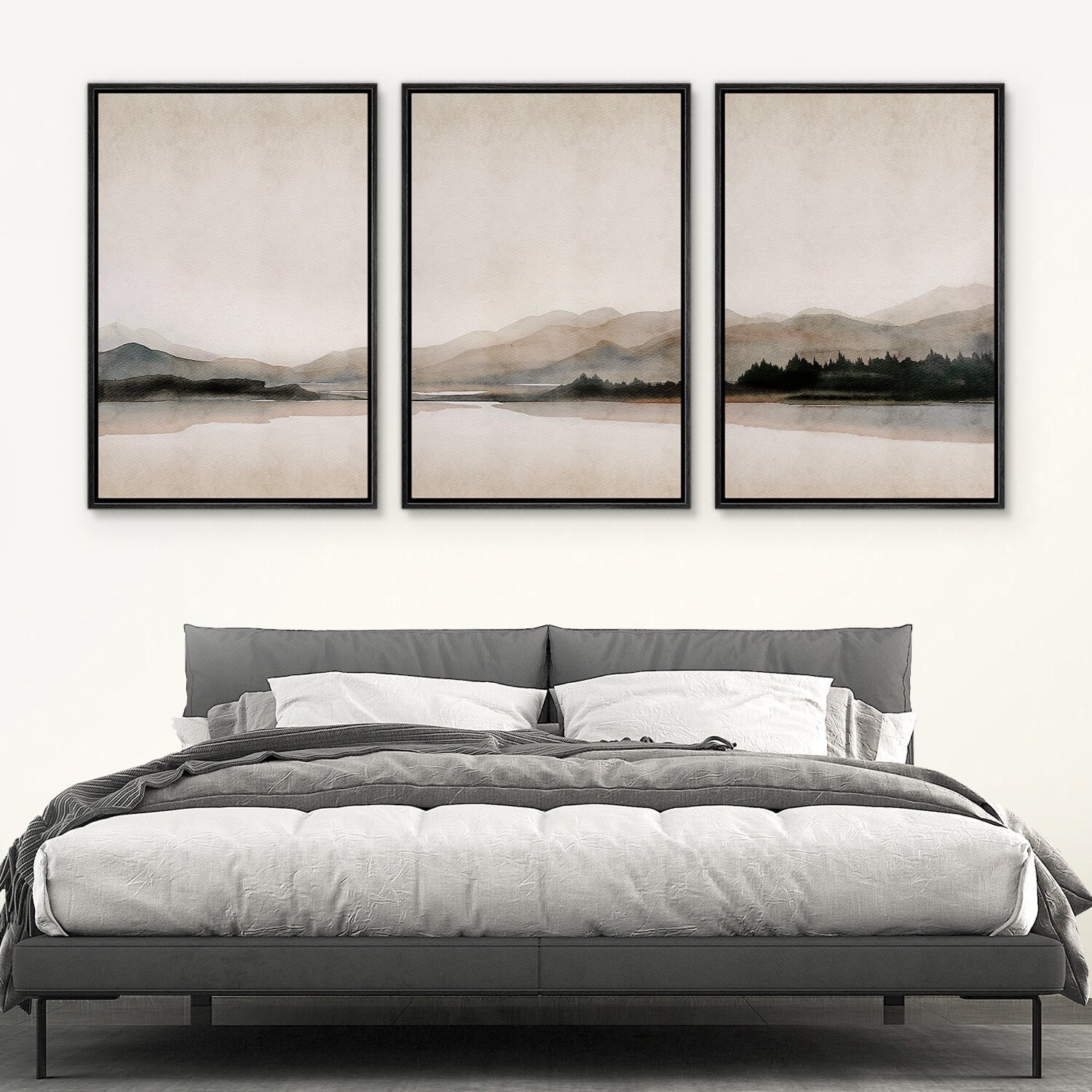 Framed Canvas Wall Art Prints Set of 3 Natural Landscape Art Print ...