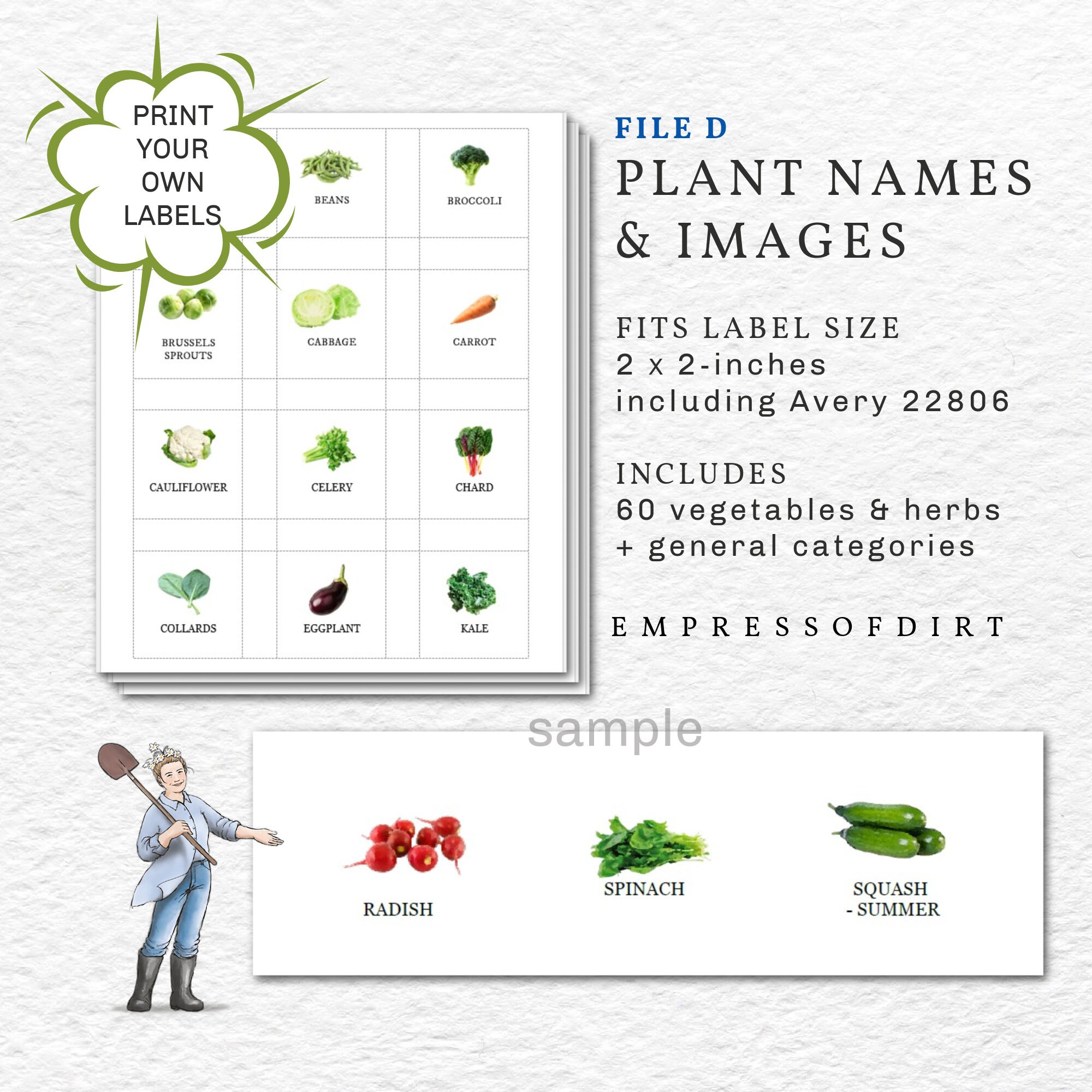 Printable Garden Plant Labels: Vegetable & Herb Seed Organizer (PDF) - Etsy