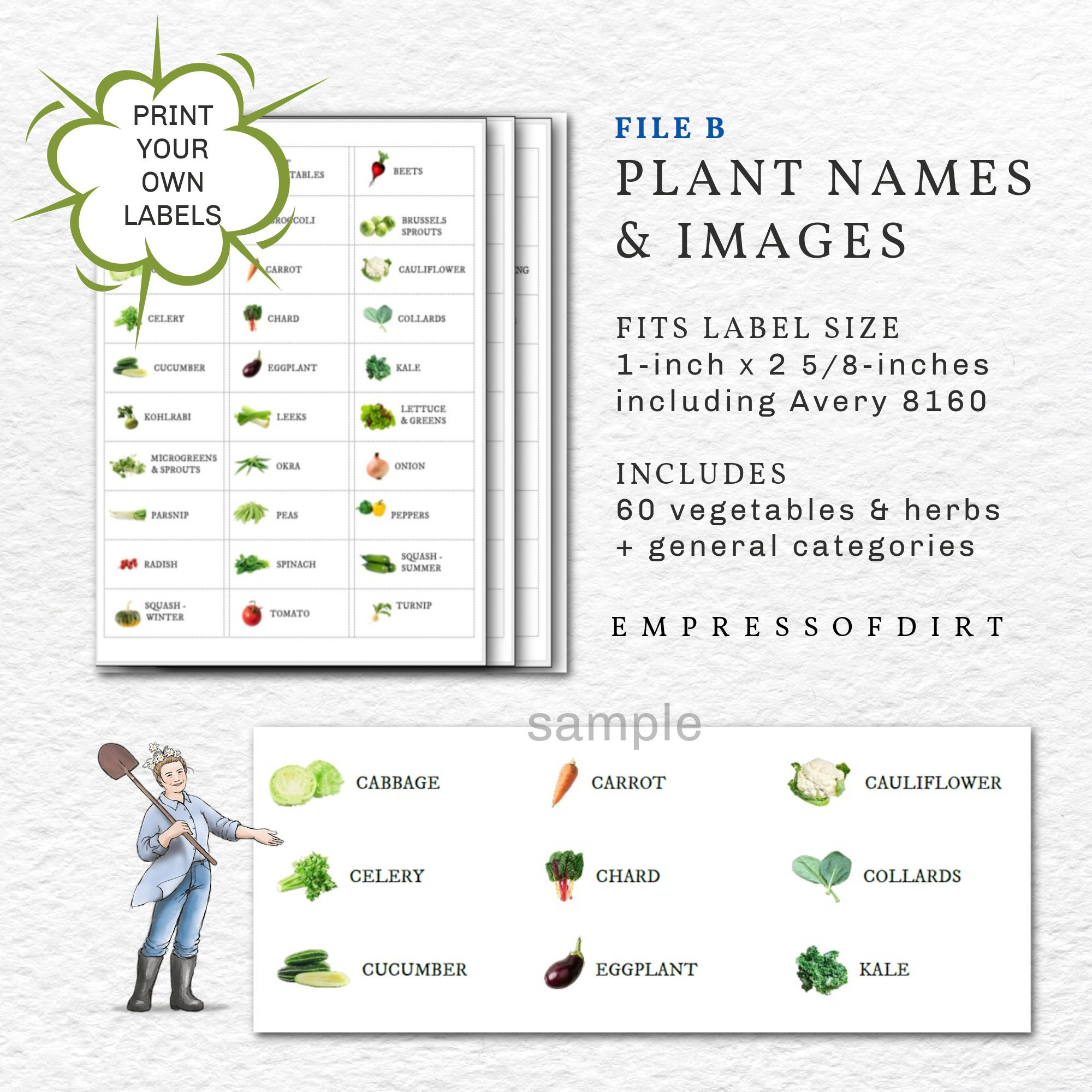 Printable Garden Plant Labels: Vegetable & Herb Seed Organizer (PDF) - Etsy