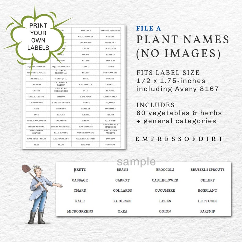 Printable Garden Plant Labels: Vegetable & Herb Seed Organizer (PDF) - Etsy