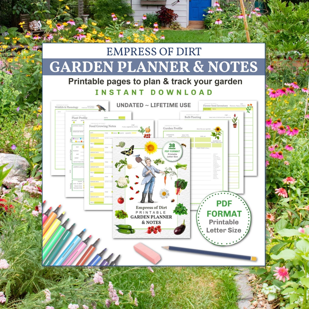 Printable Garden Planner & Notes, PDF Digital Download Gardening ...