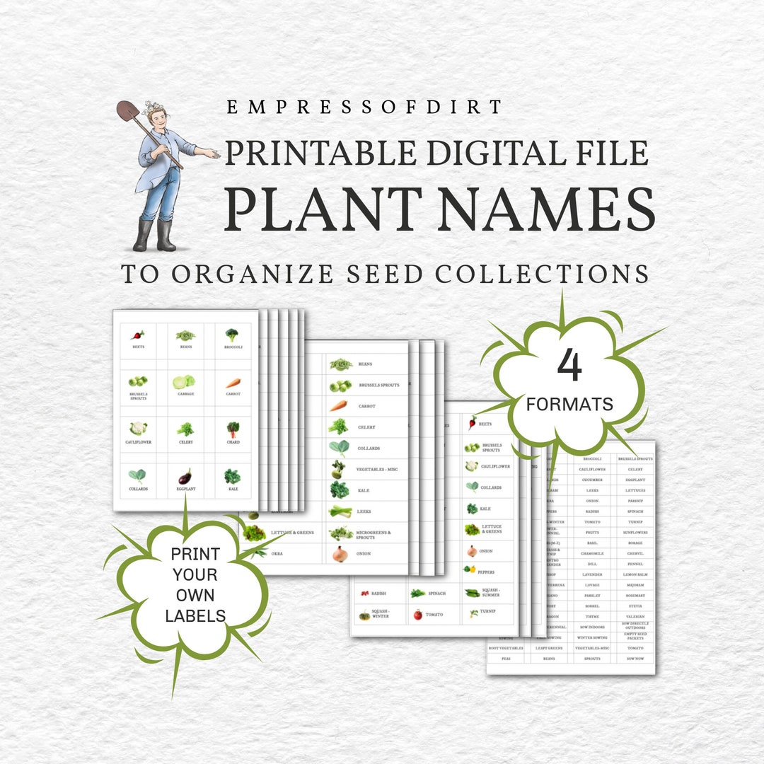 Printable Garden Plant Labels: Vegetable & Herb Seed Organizer (PDF) - Etsy