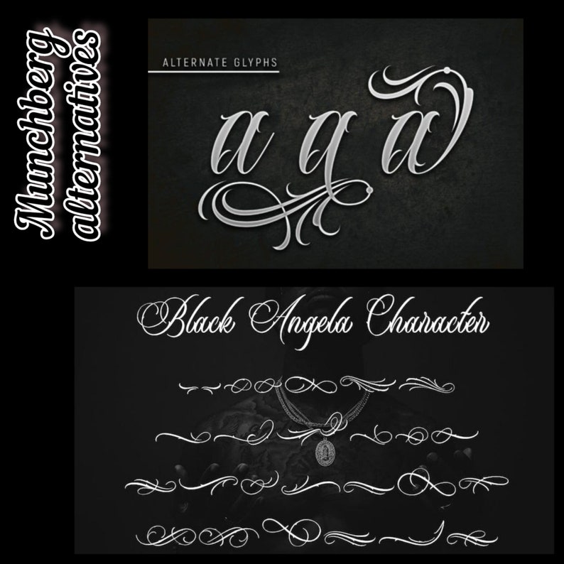 Munchberg Font, Black Angelo Font, Hustler Font, Fearless Tattoo Font ...