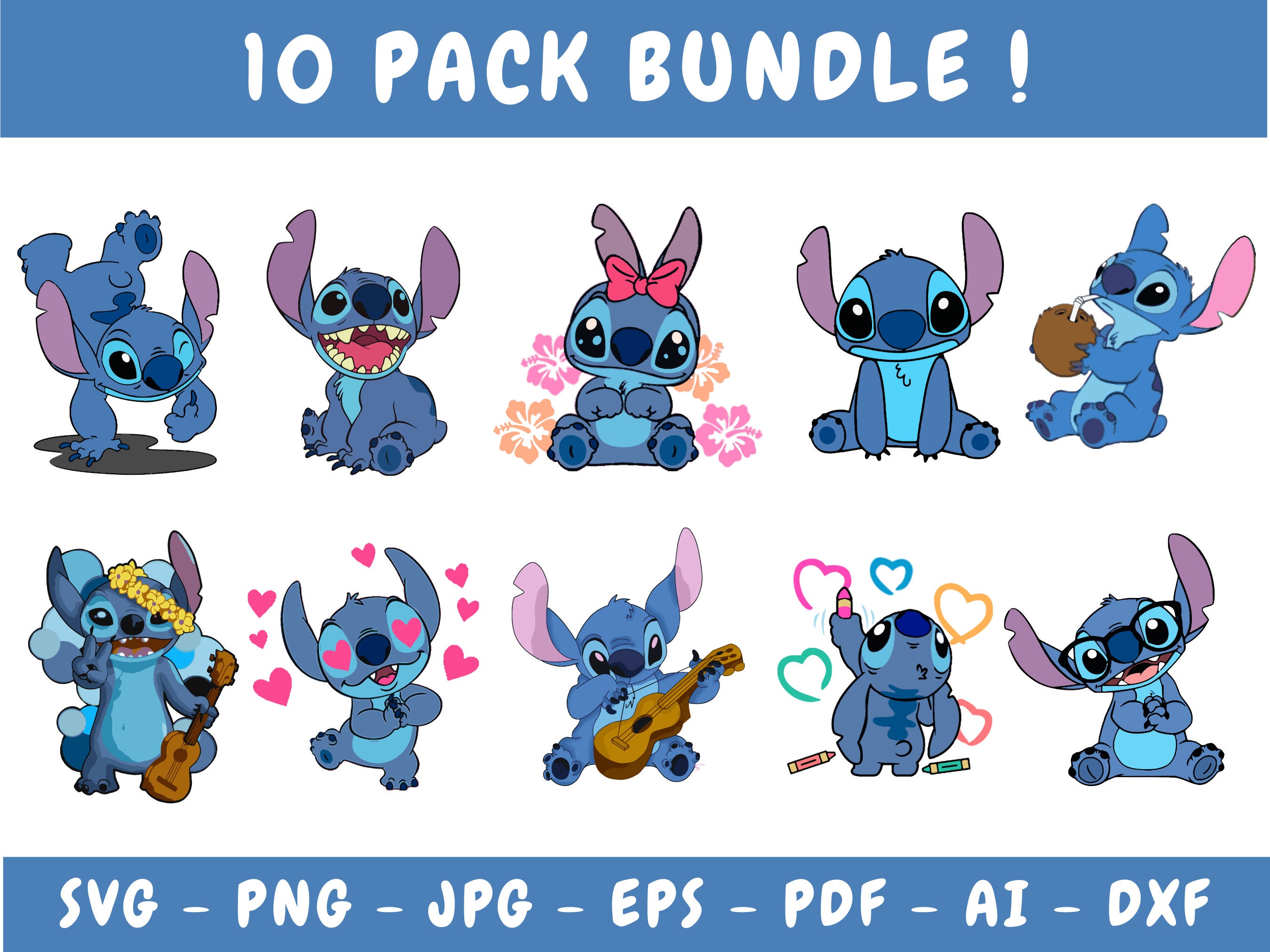 Stitch SVG Files for Cricut, 10 Stitch Pack Bundle, Printable Sticker ...