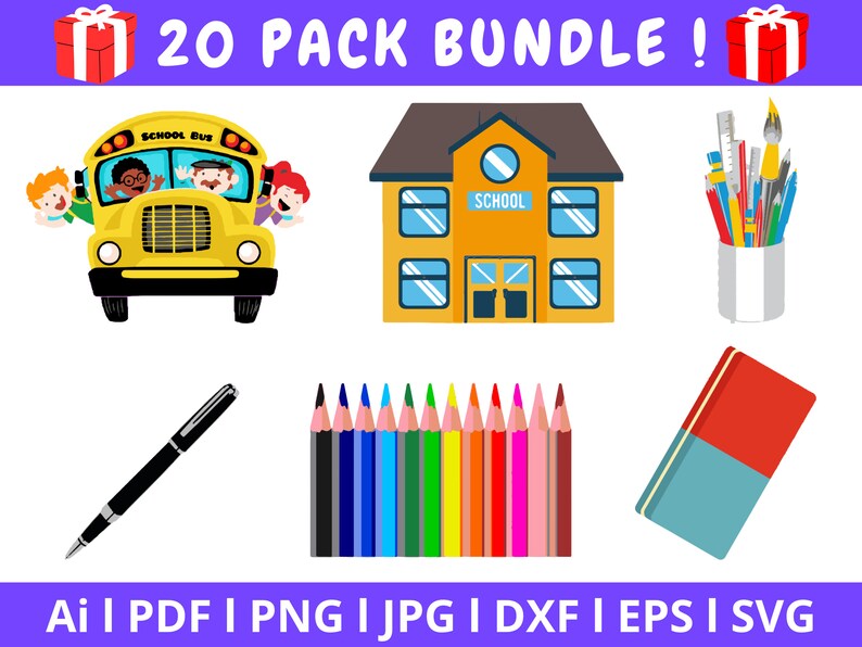 School Supplies SVG, 20 Files, Back to School Svg, School Supplies Svg ...