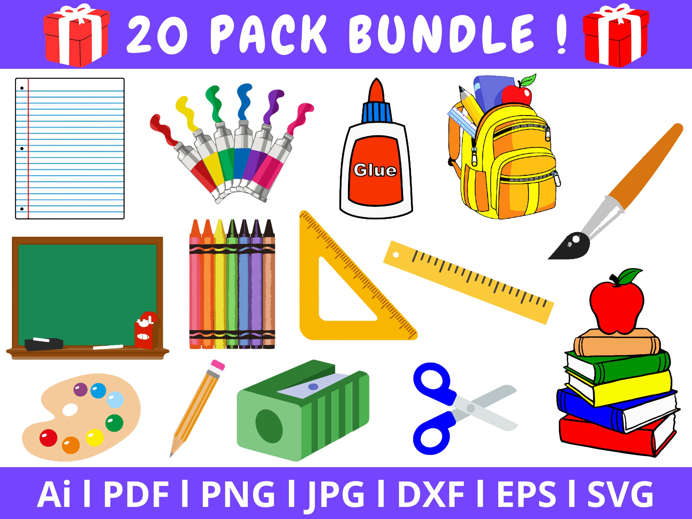 School Supplies SVG, 20 Files, Back to School Svg, School Supplies Svg ...