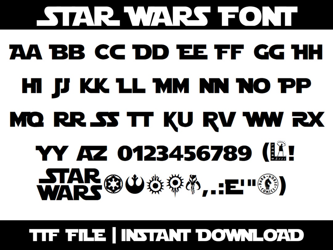 Star Wars Font Ttf, Star Wars Alphabet, Star Wars Jedi Alphabet TTF ...