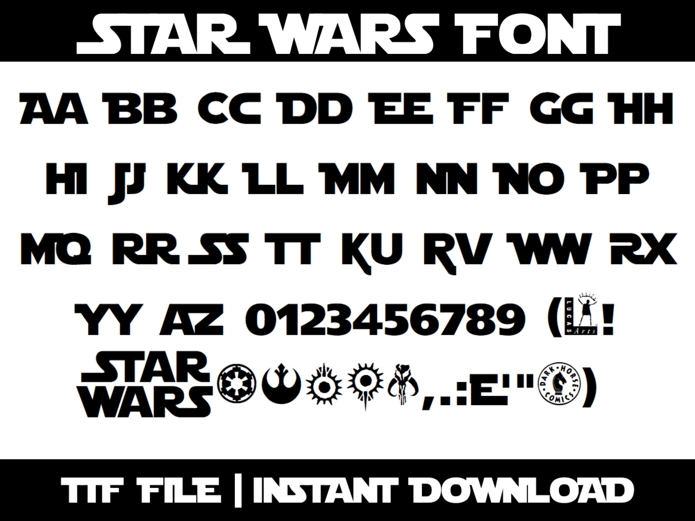 Star Wars Font Ttf, Star Wars Alphabet, Star Wars Jedi Alphabet TTF ...