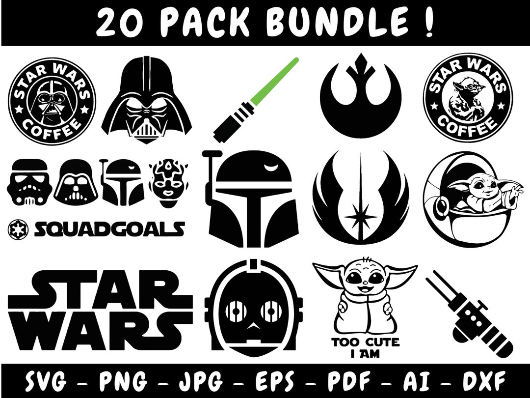 Star Wars SVG Bundle, 20 Files, Star Wars Clipart, Star Wars Cut Files ...
